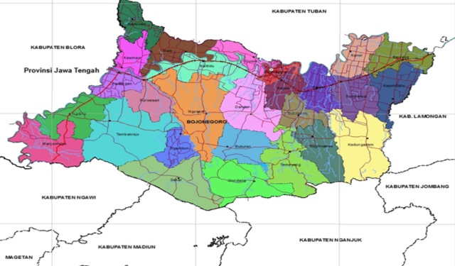 Peta Kabupaten Bojonegoro, Simak Kondisi Geografis serta Topologi Kota ...